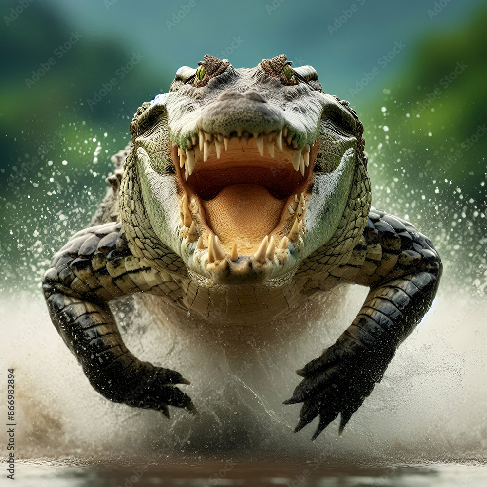 Huge Angry Ferocious Scary Predatory Rex Croc Crocodile Alligator ...