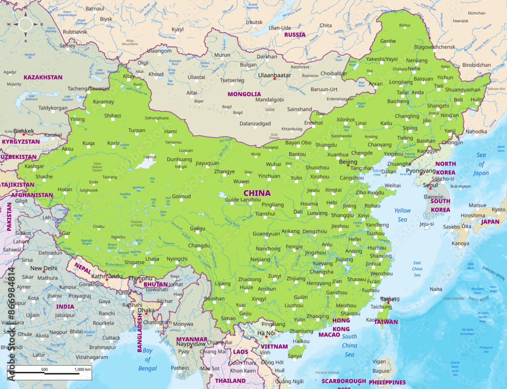 Political map of China Stock Vector | Adobe Stock