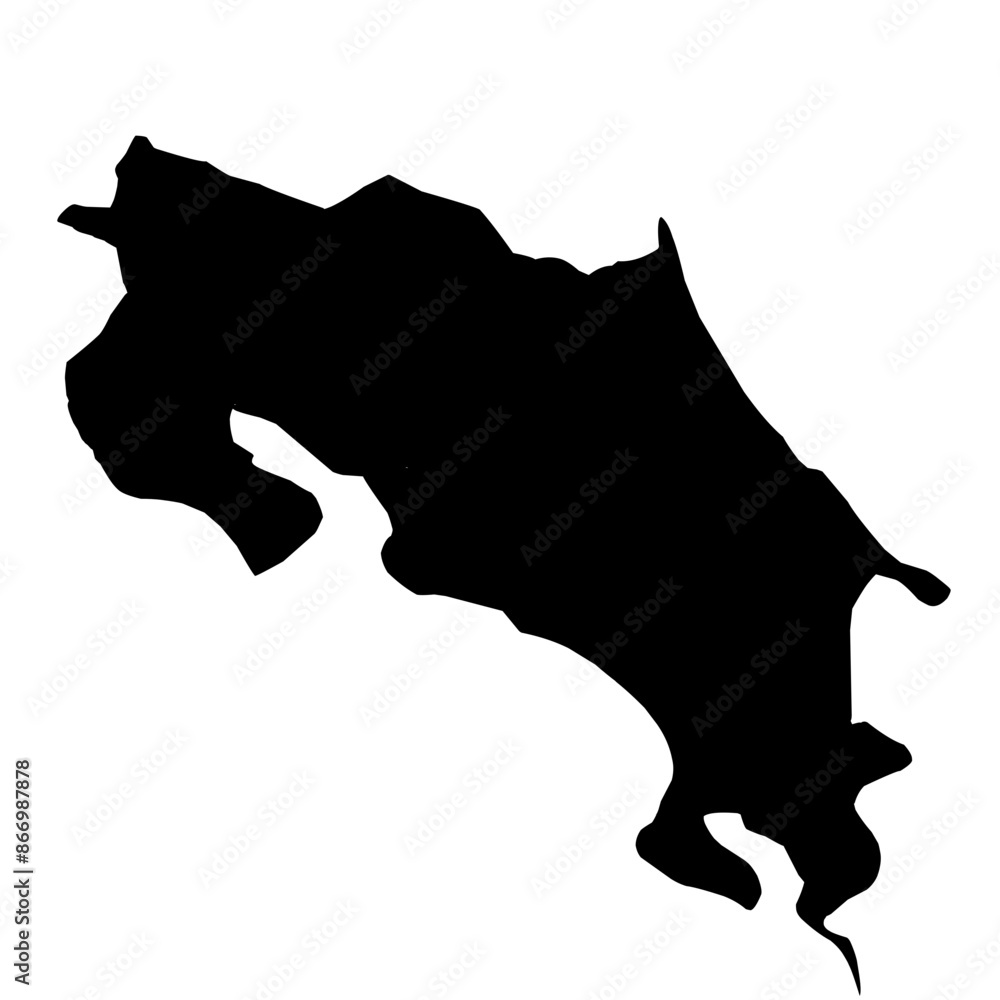 costa rica map silhouette on transparent background Stock Vector ...