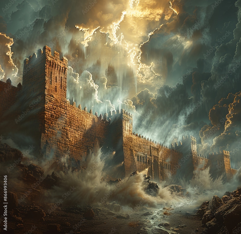 Decaying medieval castle fortifications. Aged Fortress Collapses: A ...