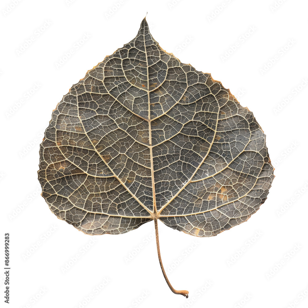 PNG Illustration of a Realistic Aspen Leaf with Detailed Veins on ...
