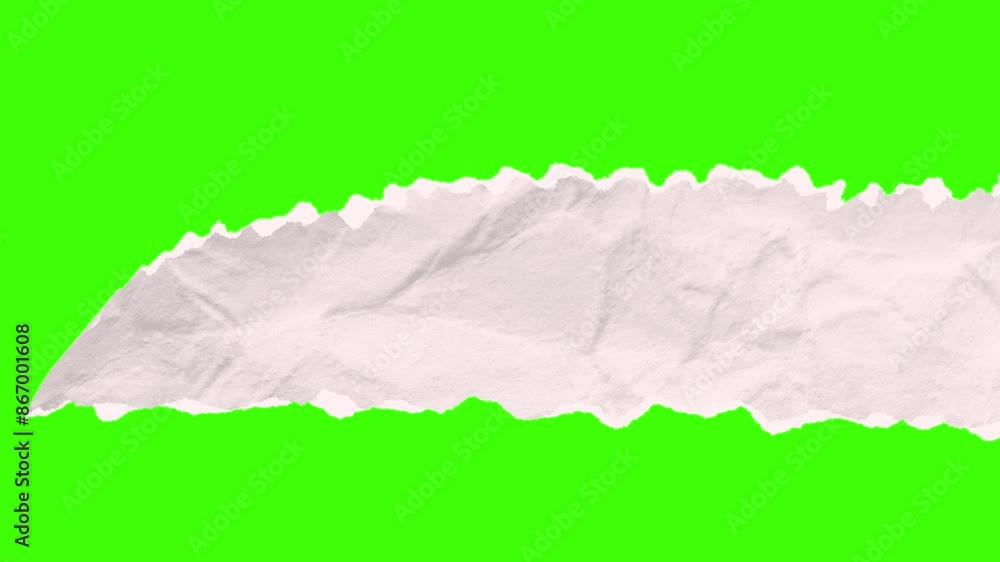 4K Tearing paper green screen animated background. Tear off part paper ...