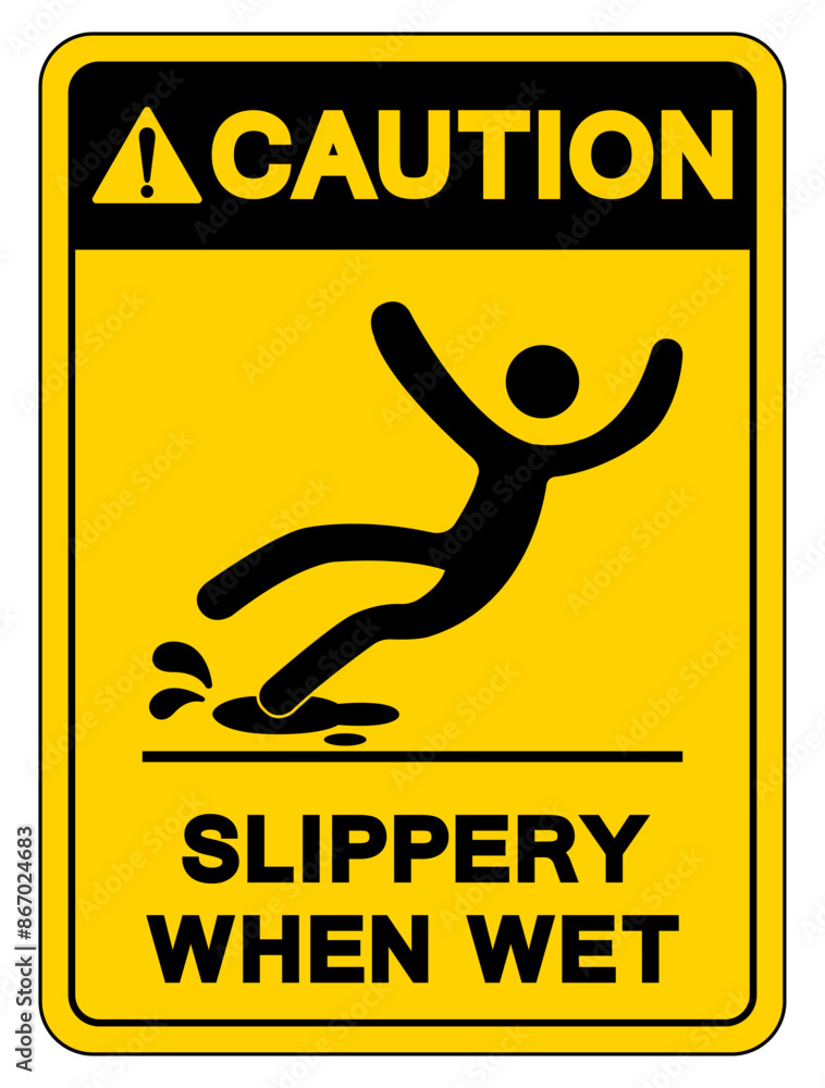 Caution Slippery When Wet Symbol Sign,Vector Illustration, Isolate On ...