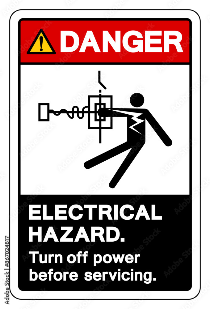 Vetor de Danger Electrical Hazard Turn Off Power Before Servicing ...