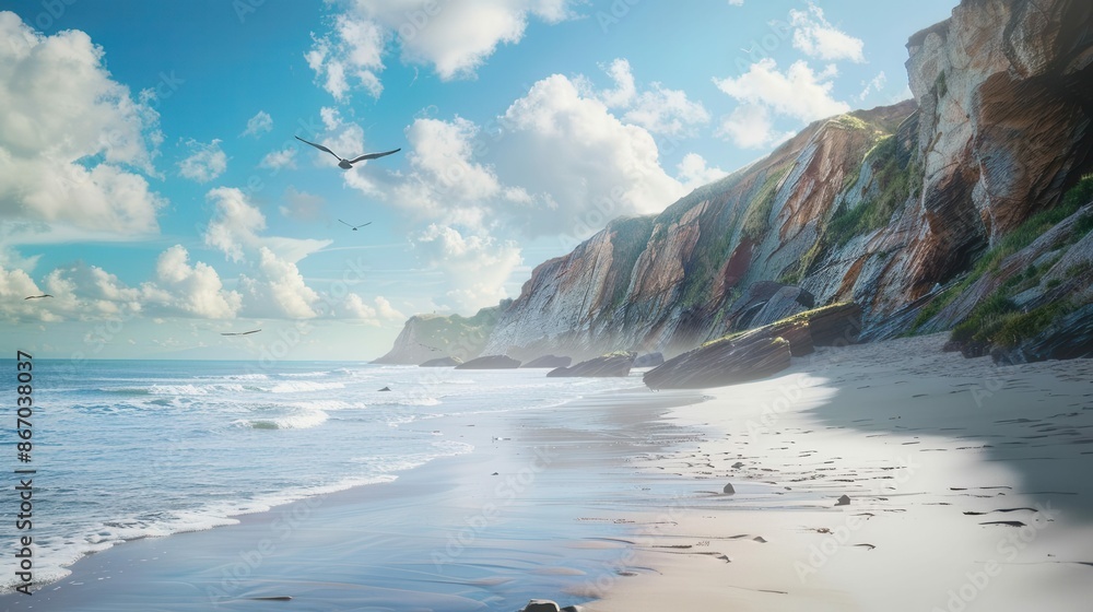 hyperrealistic holographic projection of jersey islands coastal cliffs ...