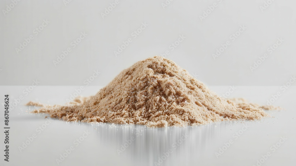 protein powder mound nutritional supplement on white background fitness ...