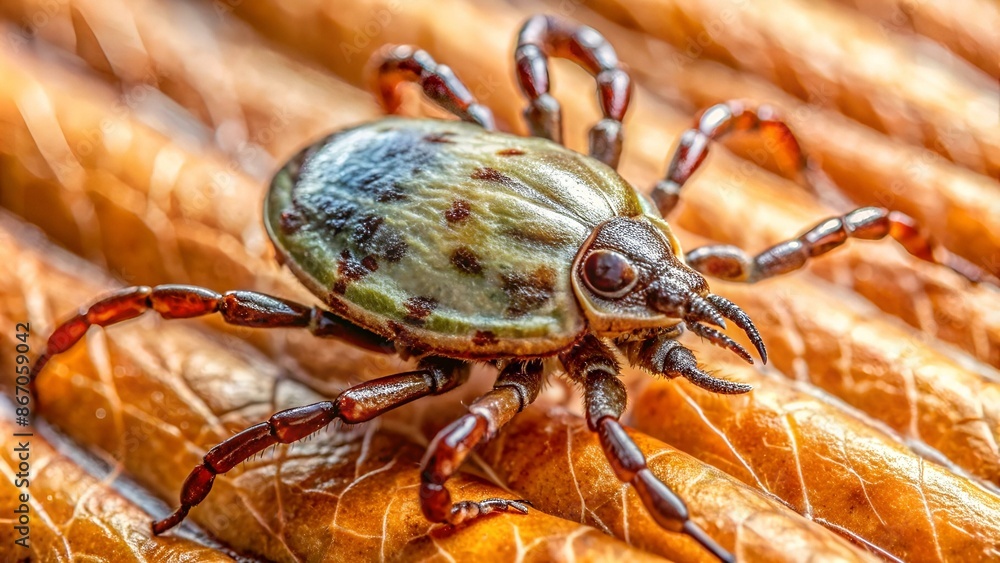 Borrelia Infected Tick Insect Crawling on Skin. Dermacentor reticulatus ...
