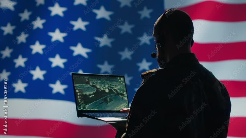 Vidéo Stock US Air Force dispatcher looking at surveillance ...