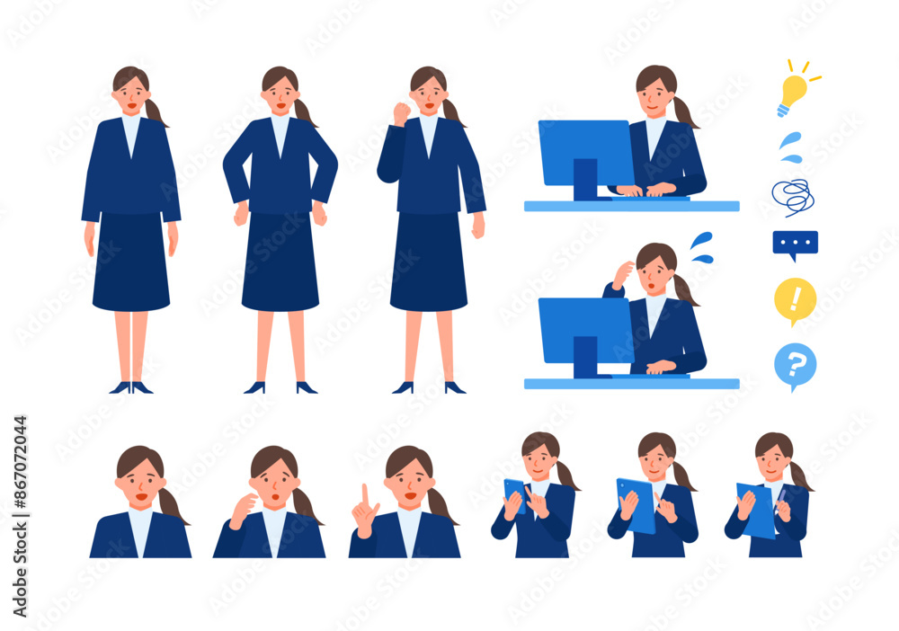 Working Woman. Concept for Problem Solving. Woman cartoon character ...