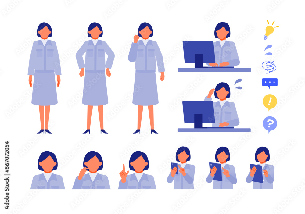 Working Woman. Concept for Problem Solving. Woman cartoon character ...