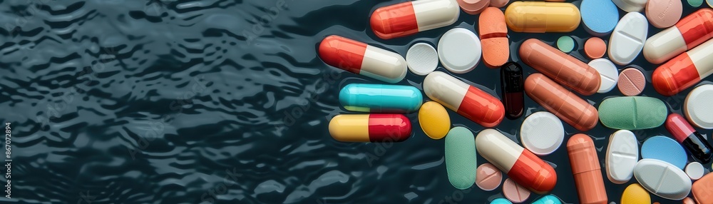 Ocean pollution with floating medication blister packs, marine impact ...