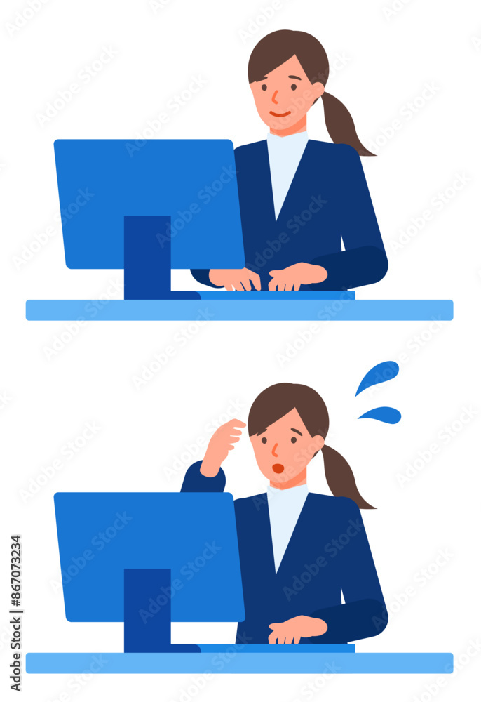 Working Woman. Concept for Problem Solving. Woman cartoon character ...