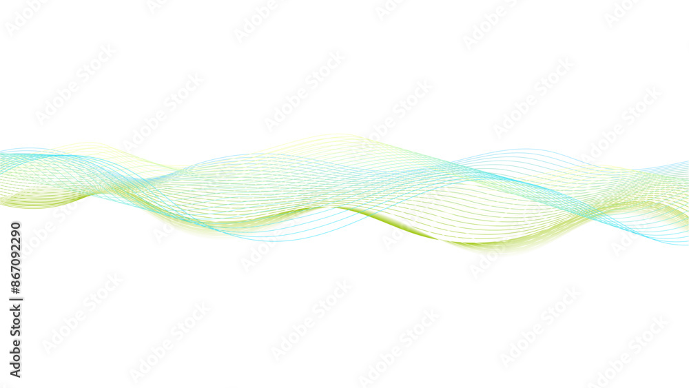 Abstract green wave flow line isolated on white background. Green wave ...