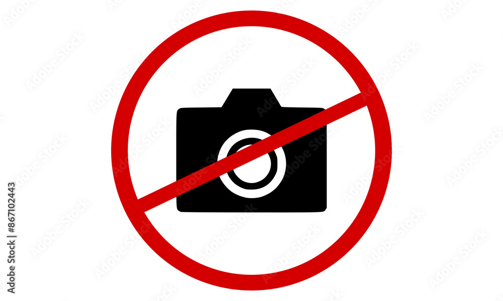 No photography camera and video record sign. Taking pictures and ...
