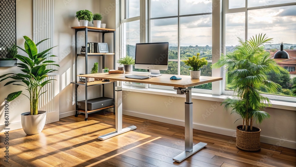 Modern ergonomic electric adjustable standing desk with built-in cable ...