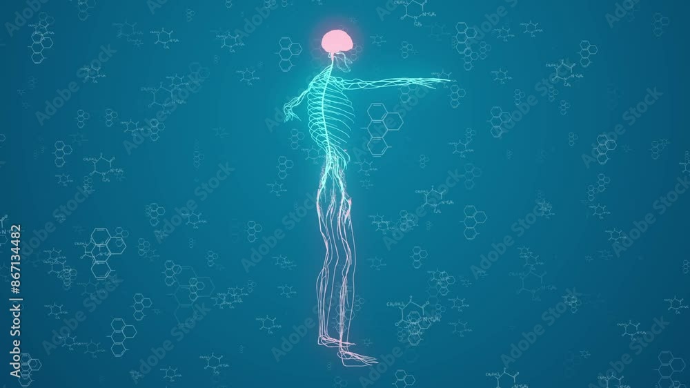 Animated illustration of the human nervous system, including the brain ...