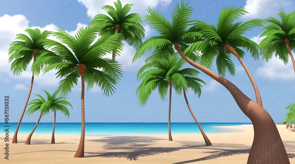 palm trees on the beach 3D cartoon clipart palm tree on the beach ...
