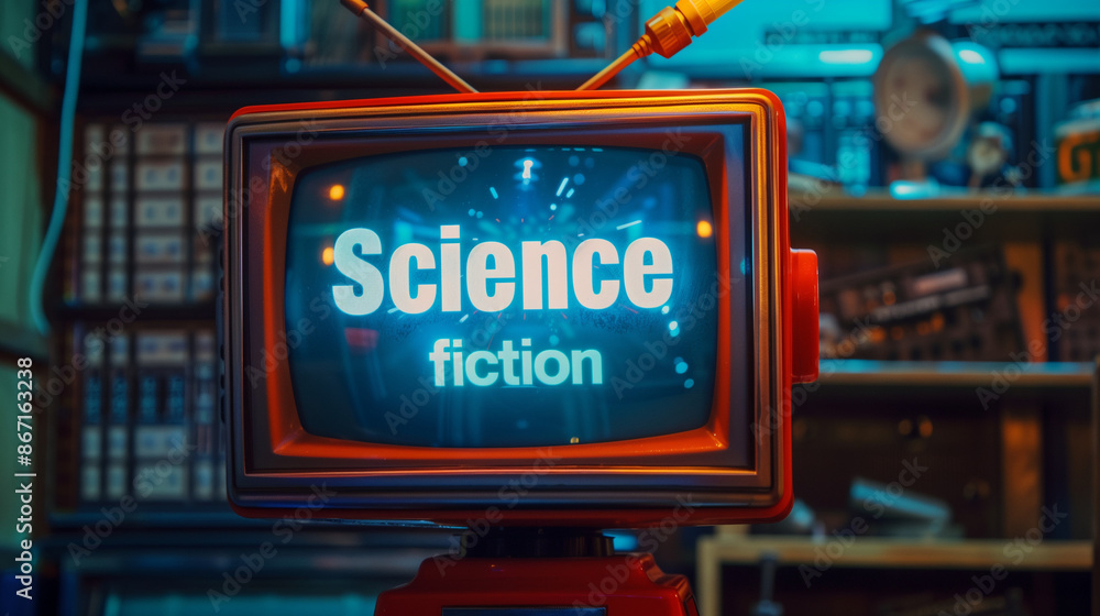 Science fiction" text movie genre sci-fi television label old tv text ...