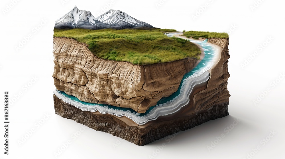 Comprehensive illustration of river terrace formation, showing erosion ...