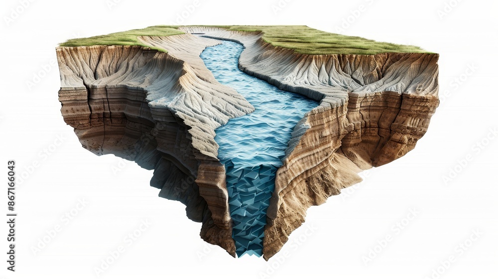 Illustrative process of river terrace formation, depicting fluvial ...