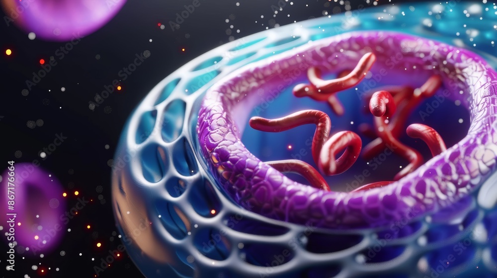 Detailed diagram of a eukaryotic cell, showing the nucleus, endoplasmic ...