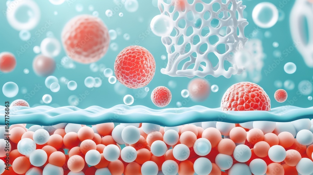 Detailed illustration of membrane transport processes, showing ...