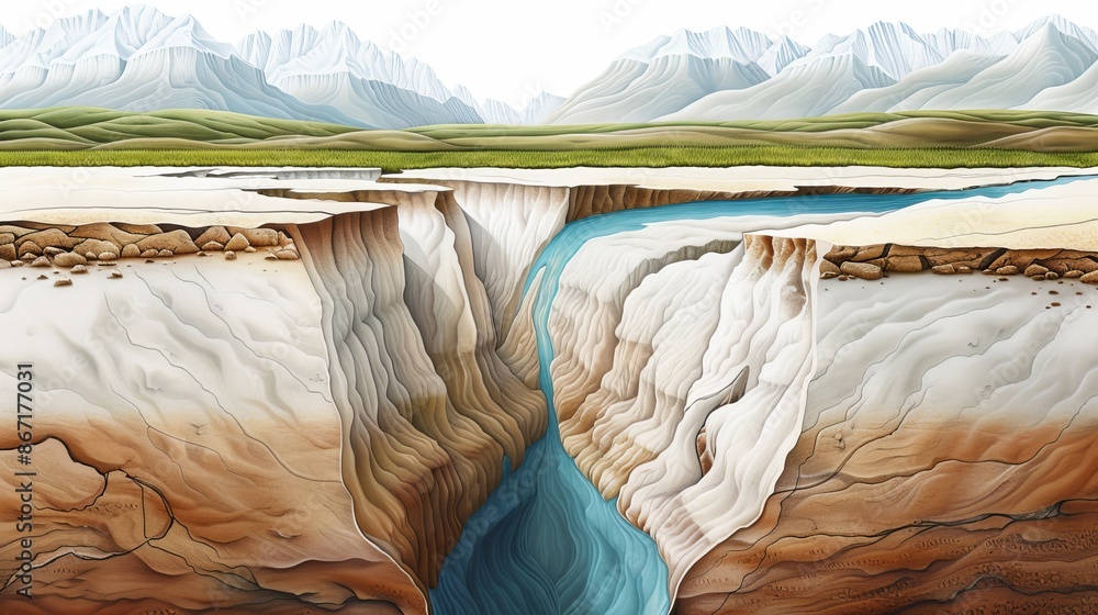 Earth science diagram of river terrace formation, highlighting fluvial ...