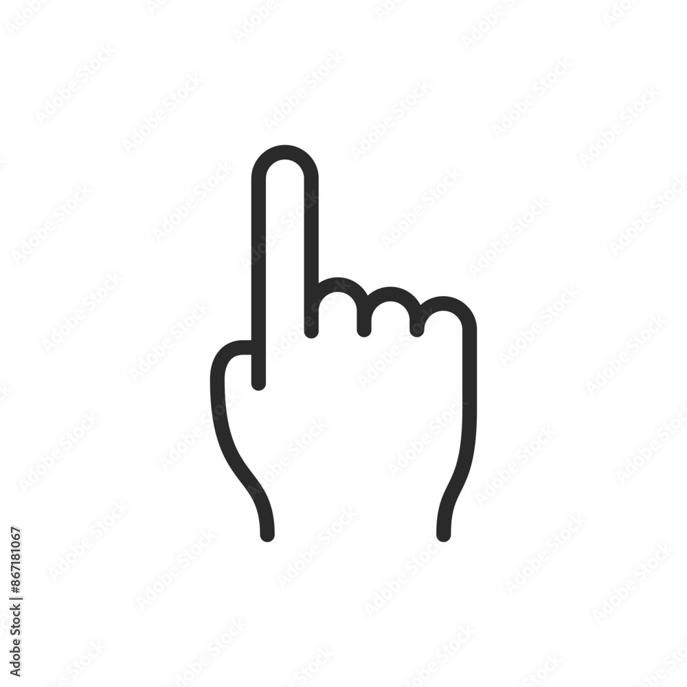 Hand pointing up, linear style icon. direction and indication. And Hand ...