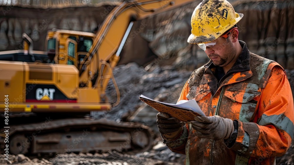 Seasoned Geotechnical Engineer Inspecting Soil Samples at Construction ...