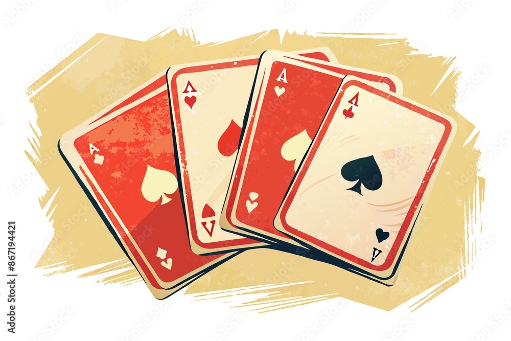 cards, vintage, playing, set of vintage-style playing cards, laid out ...