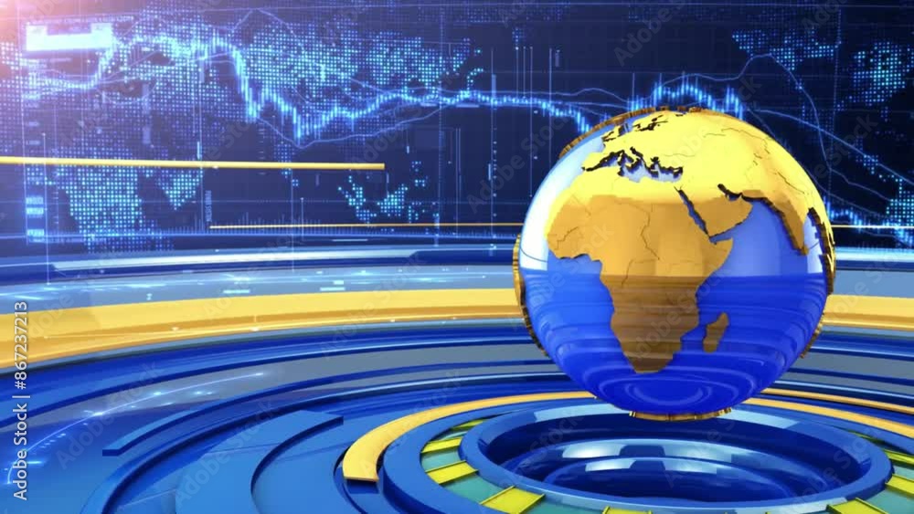 Global earth rotating digital world breaking news Studio Background for ...