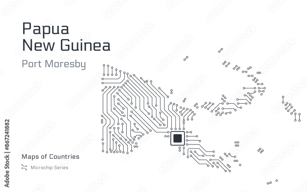 Papua New Guinea, Map with a capital of Port Moresby Shown in a ...