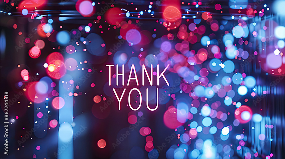 "THANK YOU" in black font on a holographic background, symbolizing the ...