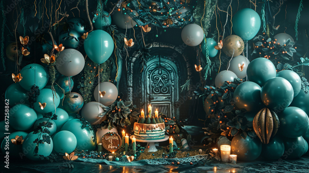 a mystical enchanted forest secret glade birthday bash with balloons ...