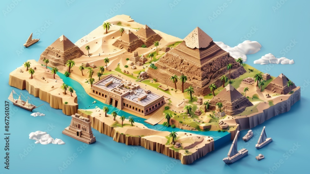 Isometric Egypt Map in 3D Illustration Stock Illustration | Adobe Stock