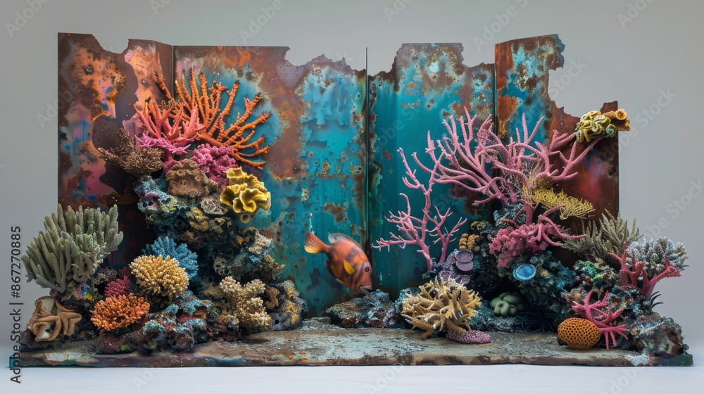 A rusted metal sculpture with abstract shapes transforms into a ...
