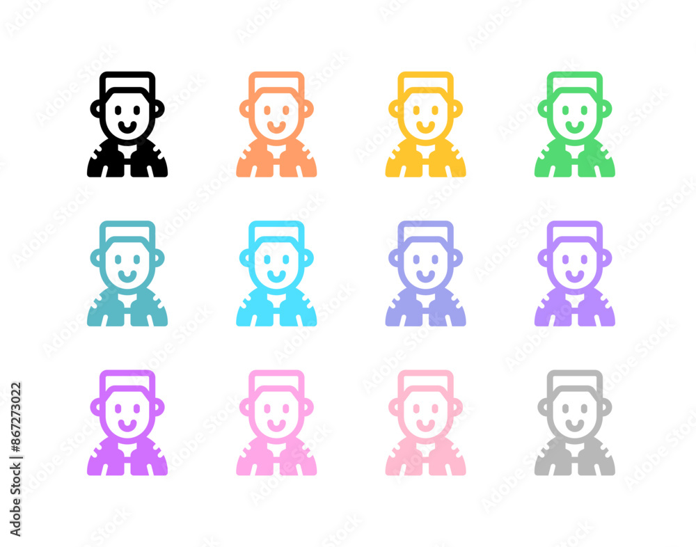Editable person with army buzz flattop haircut avatar vector icon. User ...