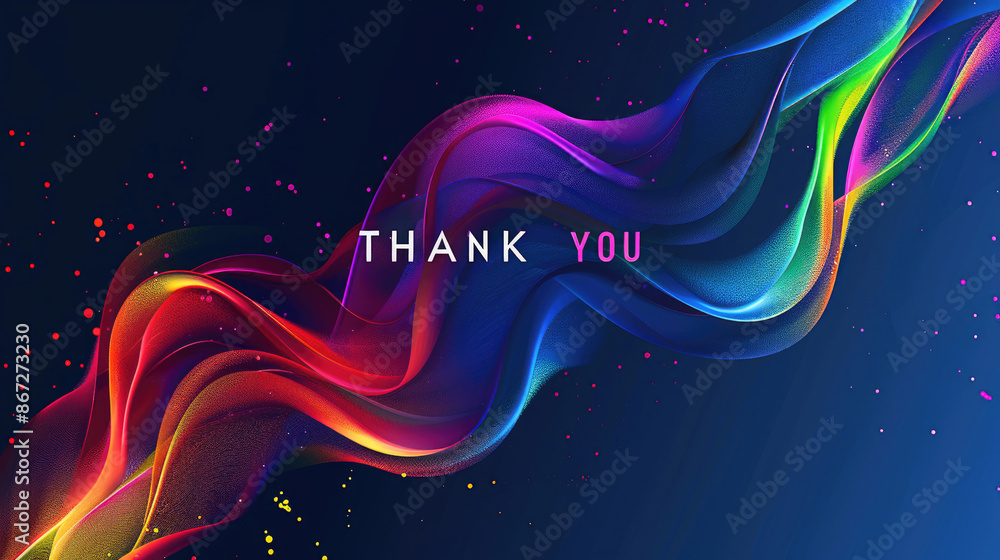 "THANK YOU" written in a spectrum of colors on a rich navy blue ...
