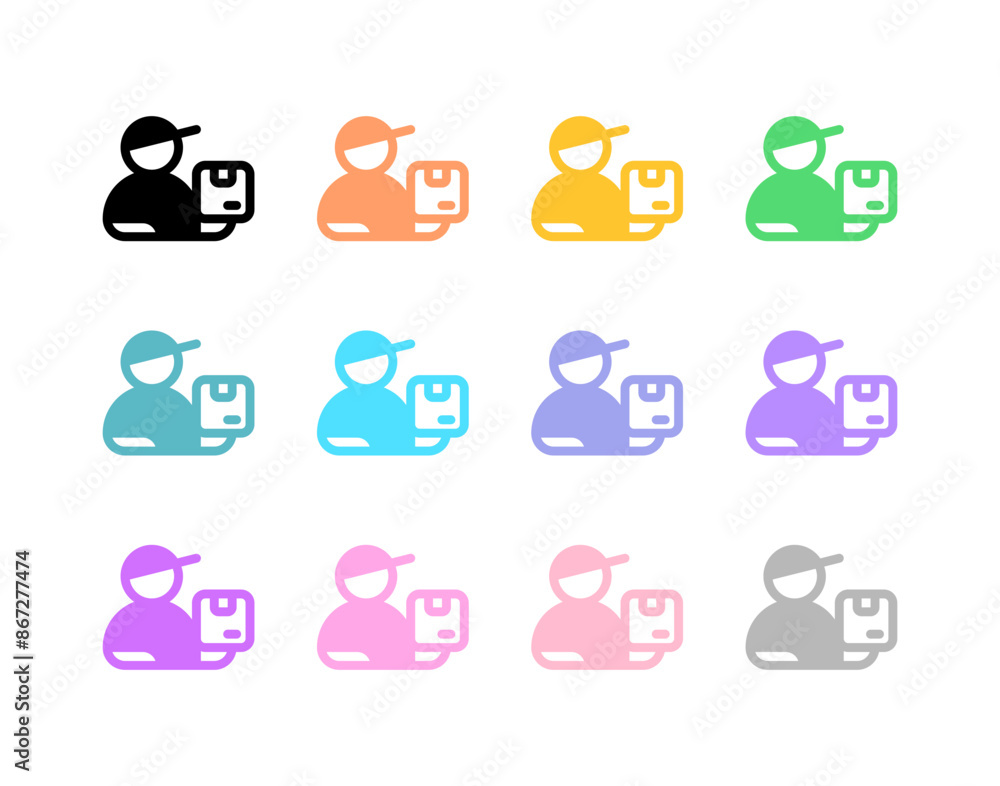 Editable package courier, delivery man vector icon. Shipping, delivery ...