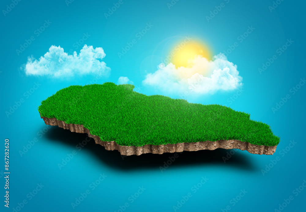Hungary Map Soil Land Geology Cross Section With Green Grass And Rock ...