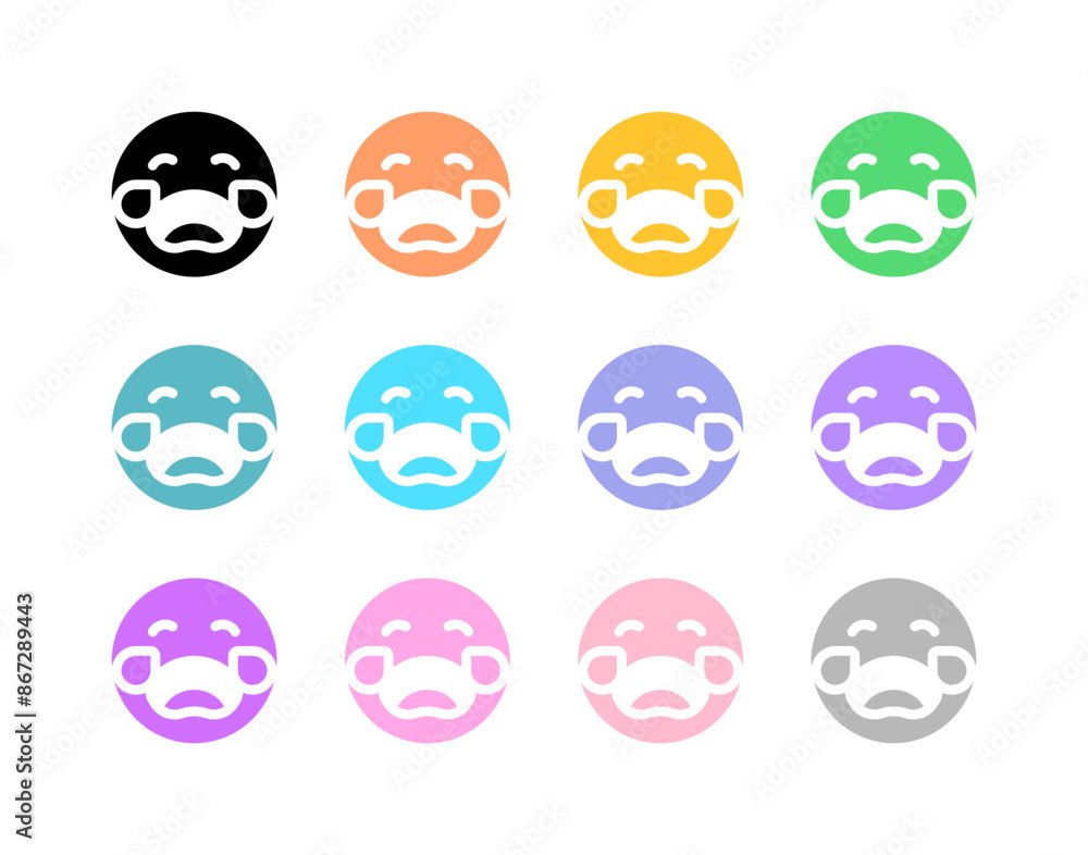 Editable crying expression emoticon vector icon. Part of a big icon set ...