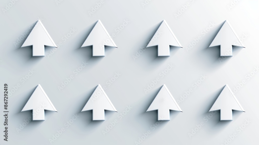 Gray arrow cursors and loading icons set, computer mouse click symbols ...