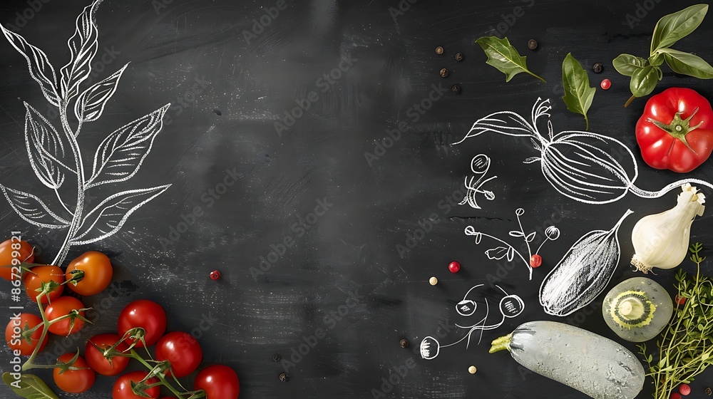 chalkboard background with hand-drawn illustrations and a chalky ...