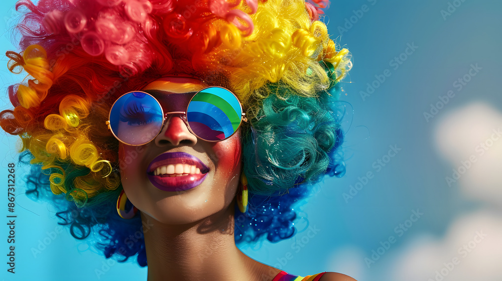 Happy black drag queen celebrating pride. African american woman in ...