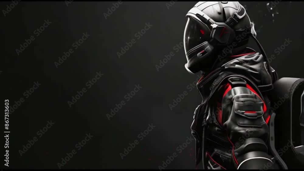 A Futuristic Soldier in Dark Animation, High-Tech Armor Similar to ...