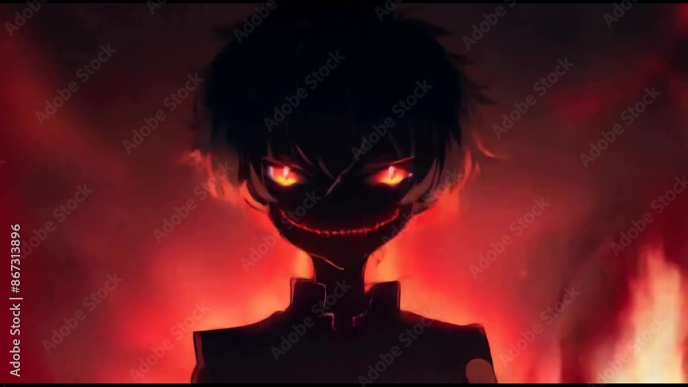 2D Animation of Evil Character in Dark Anime Character with Glowing ...