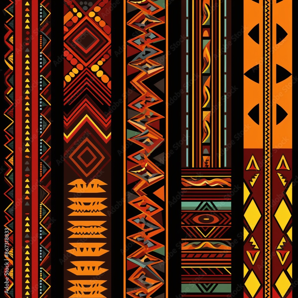 vector illustration of seamless patterns in tribal style, traditional ...