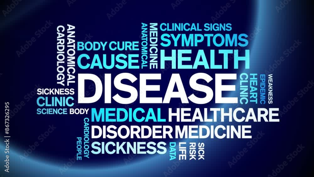 Disease animated word cloud;text design animation tag kinetic ...