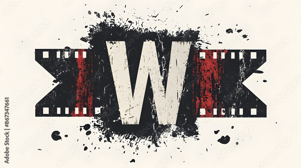 initial letter w cinema with filmstripes for movie production logo ...