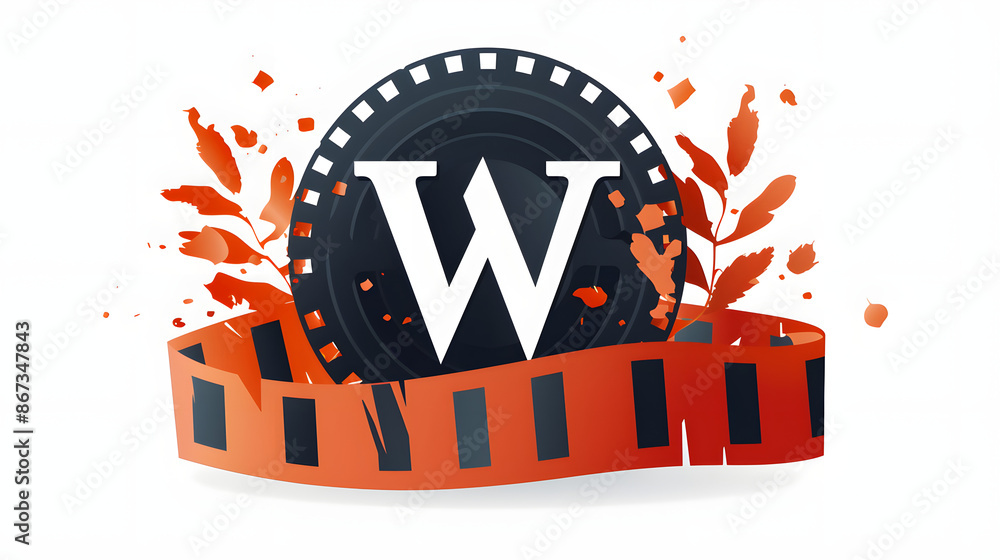 initial letter w cinema with filmstripes for movie production logo ...